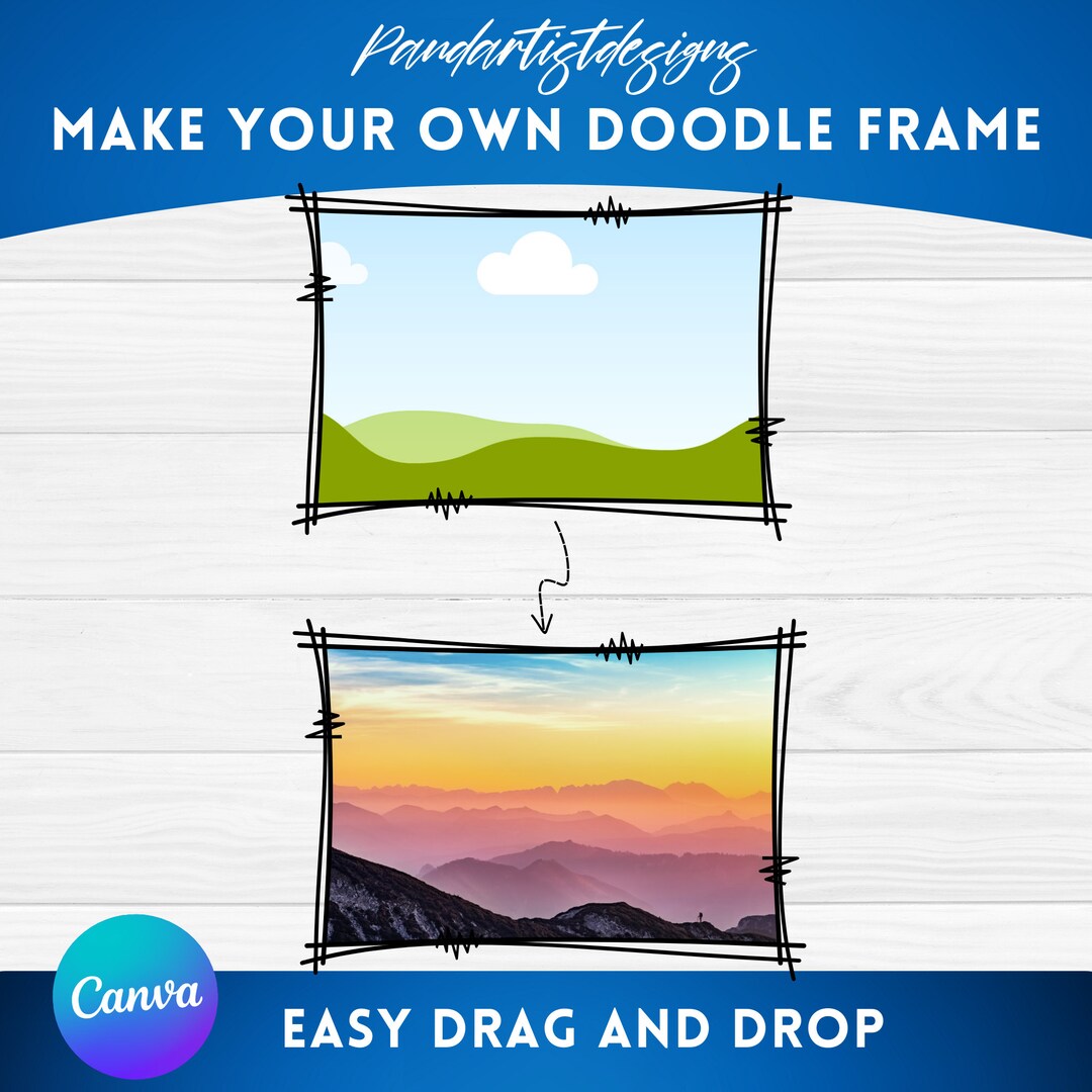 Doodle CANVA Frames Drag and Drop Your Photo and Background, Editable ...