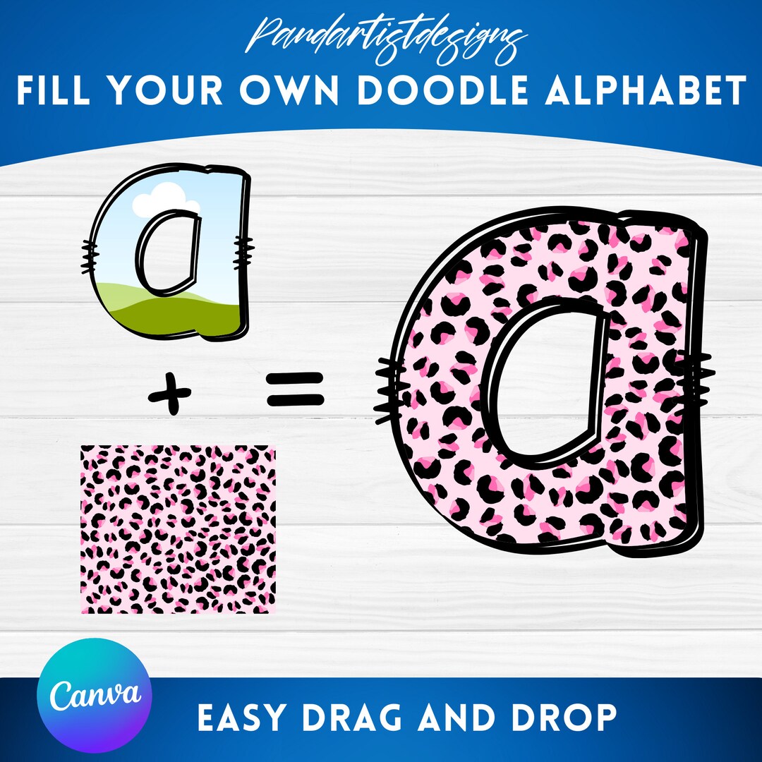 Fill Your Own Lowercase Doodle Letters & Number, Canva Frame Alphabet ...