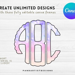 Canva Frames Scallop Monogram Alphabet - Easy Drag and Drop - Doodle ...