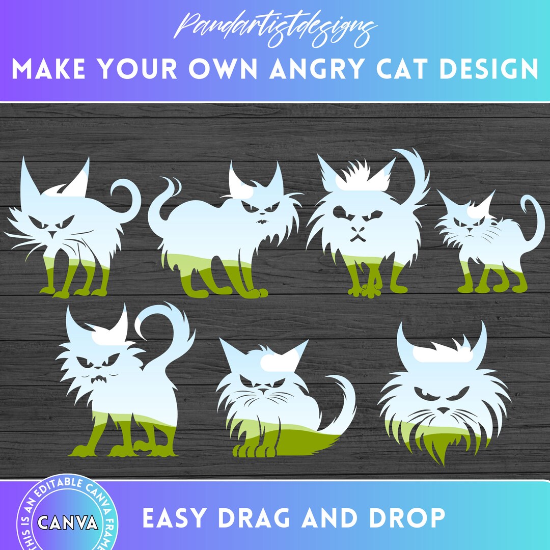 Make Your Own Angry Cat Design on CANVA - Canva Frame Bundle - Easy ...