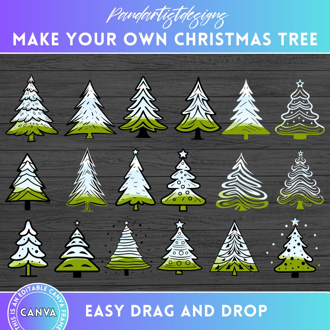Canva Frames Bundle Christmas Tree, CANVA Template With Easy Drag and ...