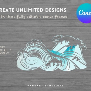 Wave Canva Frames Bundle - Make Your Own Ocean Design - Easy Drag and ...