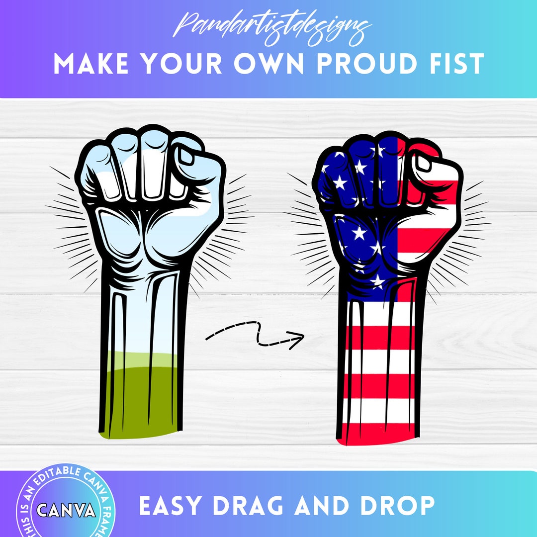 Fist Bump Canva Frame Design - Easy Drag and Drop - Editable Template ...