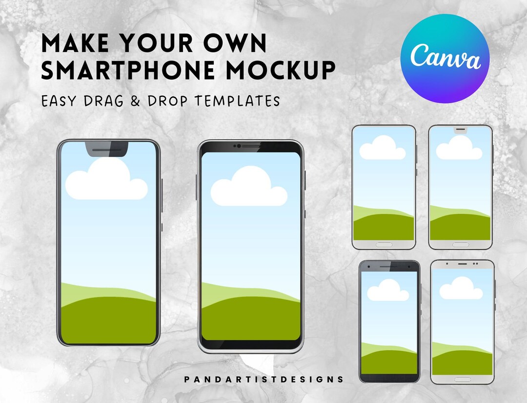 Smartphone Bundle Mockup Cell Phone Canva Frame Screen - Etsy