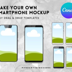 Smartphone Bundle Mockup Cell Phone Canva Frame Screen - Etsy
