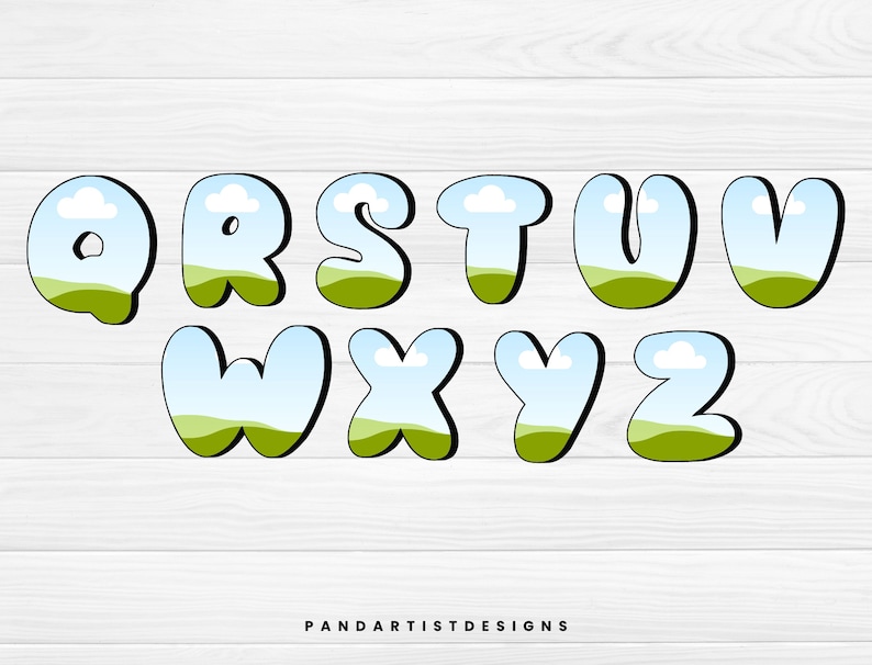 Bubbly Canva Frames Alphabet, Fill Your Own Uppercase Bubble Letters ...