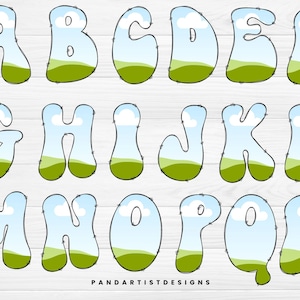 Fill Your Own Retro Groovy Doodle Letters, Canva Frame Alphabet, Drag ...