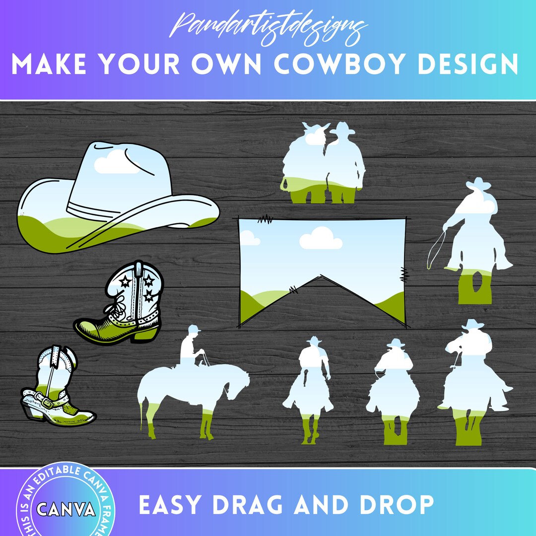 Make Your Own Western Design on CANVA - Cowboy Png - Drag and Drop ...