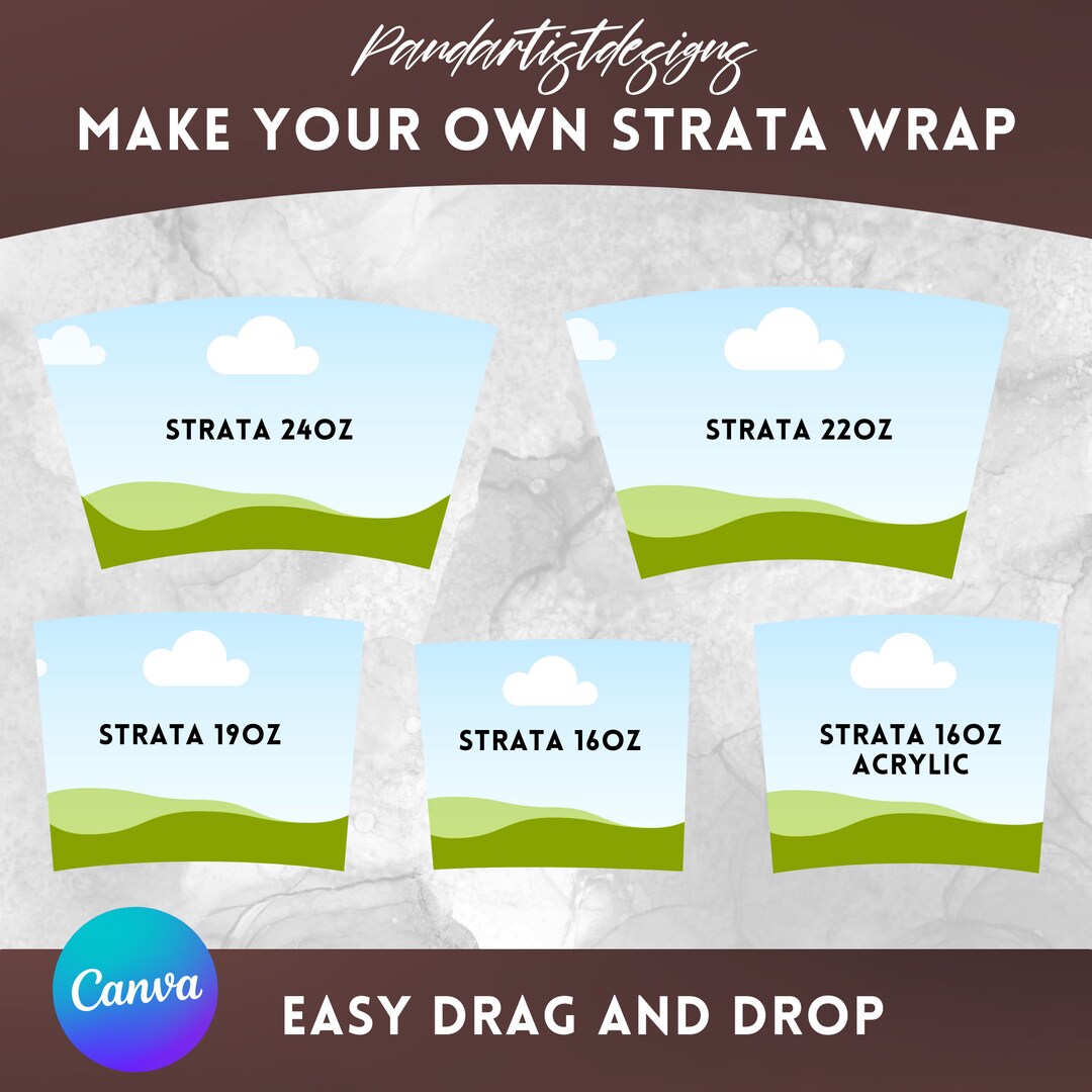 Make Your Own Strata Tumbler Wraps Design on CANVA, Bundle Editable Canva Frame Template, 16oz ...