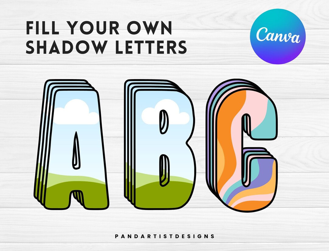 Fill Your Own Triple Hollow Uppercase Letters on Canva With - Etsy