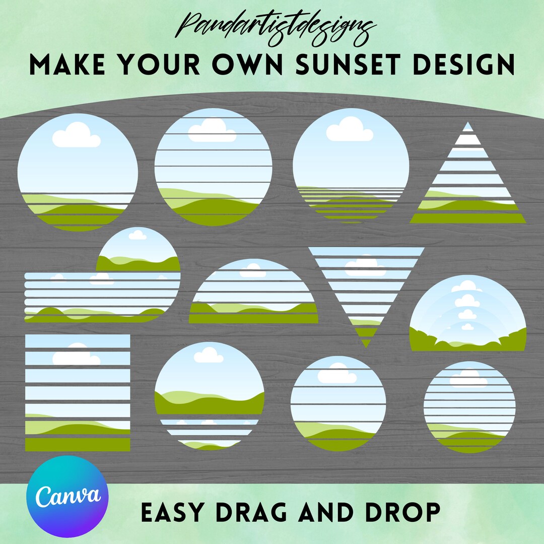 Fill Your Own Sunset With Photo or Background on CANVA, Bundle Editable ...