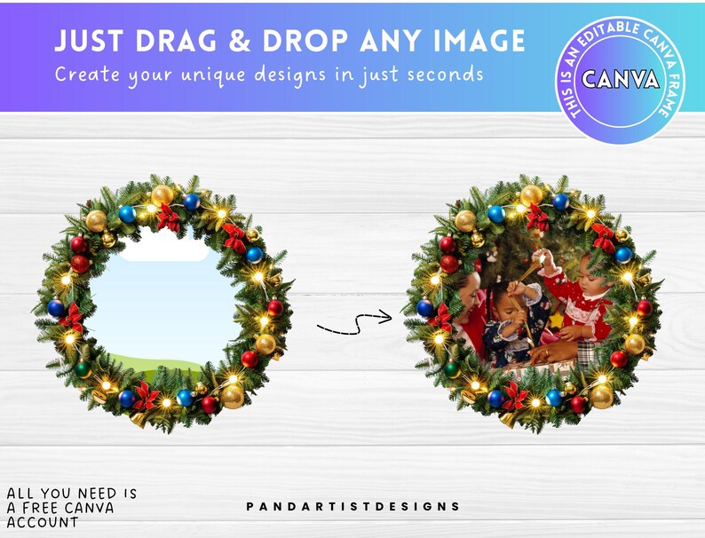 Christmas Photo Ornament Canva Template, Custom Photo Ornament ...