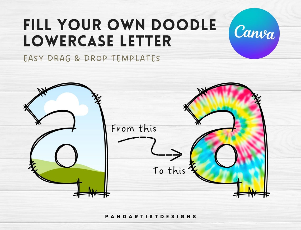 Fill Your Own Lowercase Doodle Letters on CANVA With Drag and - Etsy