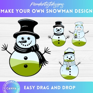 Custom Christmas Snowman, CANVA Frames Template Designs, Easy Drag and ...