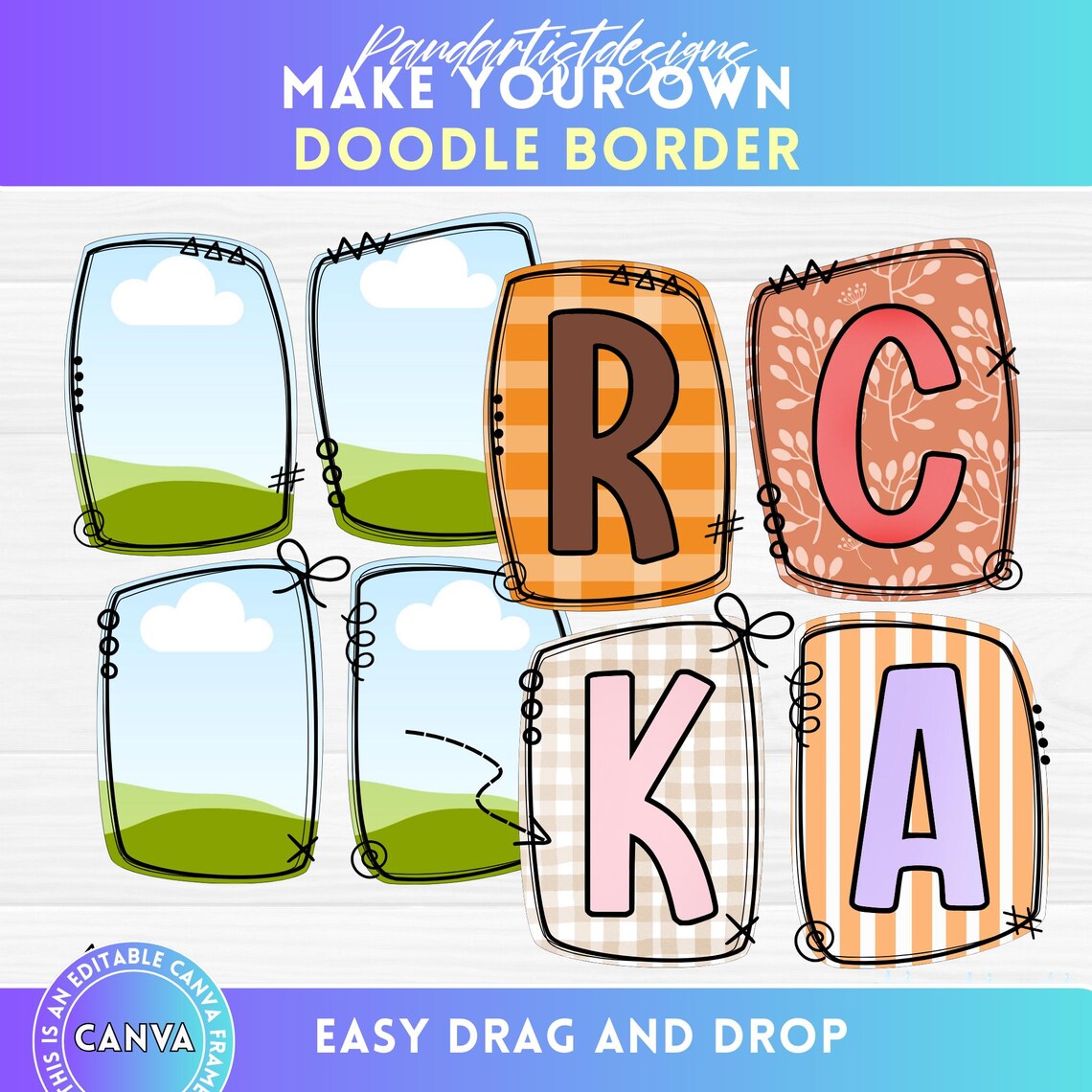 Doodle Border Canva Frames Template, Hand Drawn Border Canva Frames ...