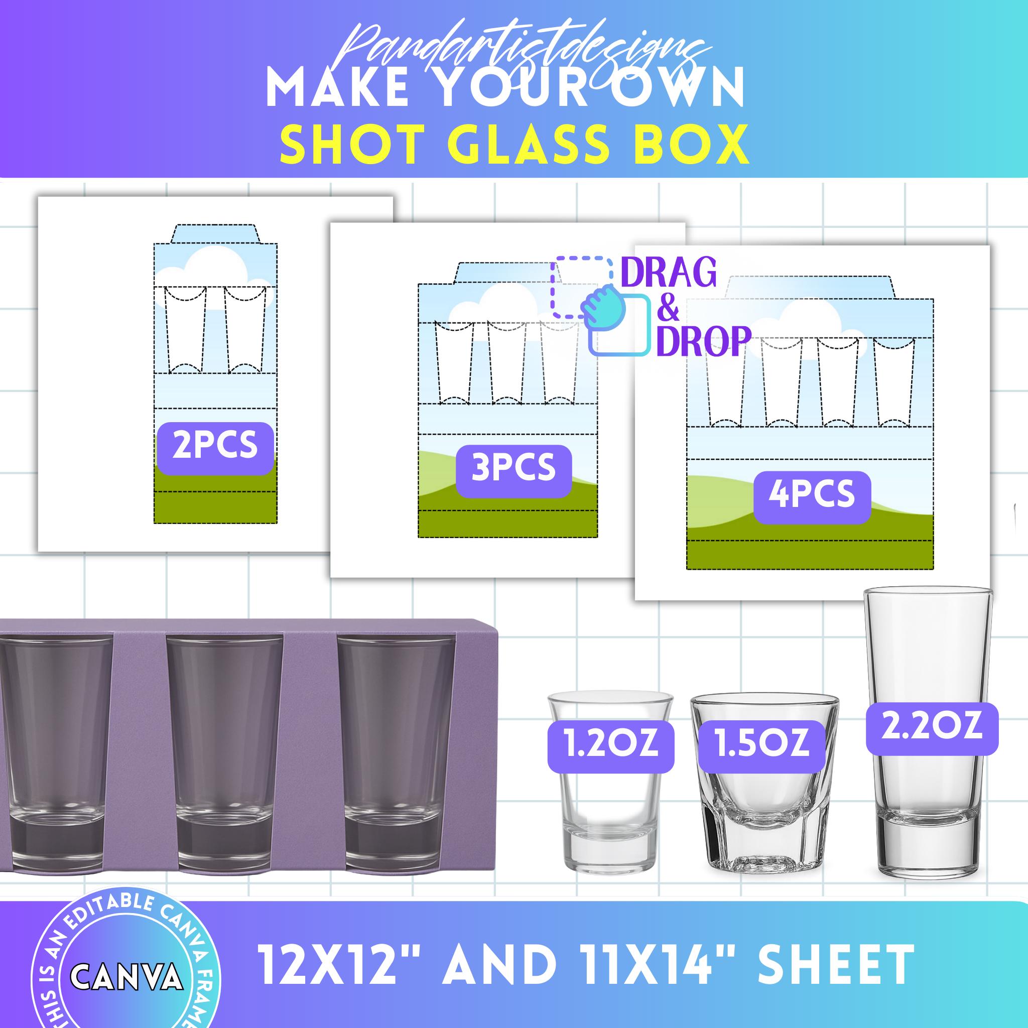 Shot Glass Box Bundle Editable Canva Template, Box for 2, 3 or 4 Shot ...