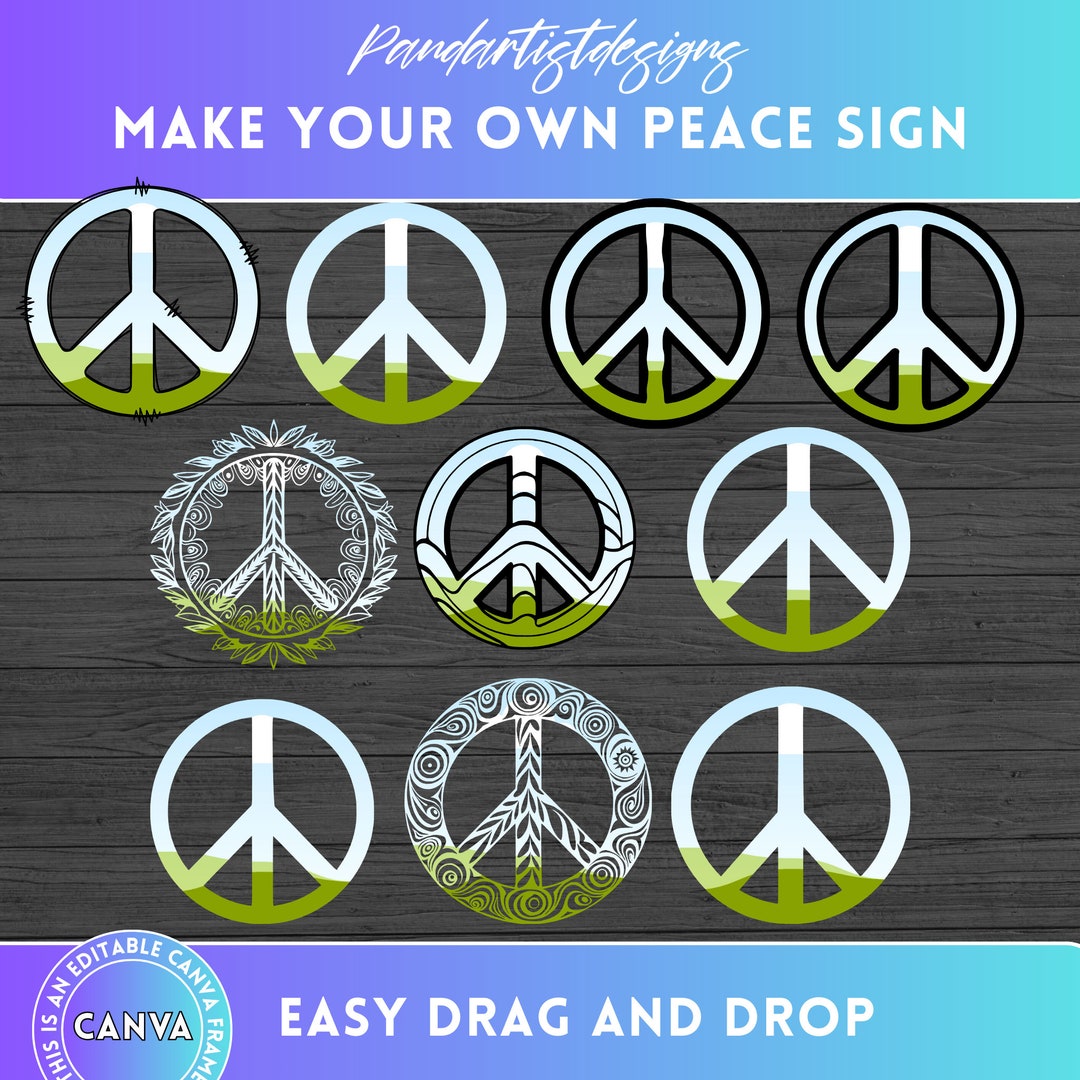 Make Your Own Boho Peace Sign Design - Hippie Canva Frames Bundle ...