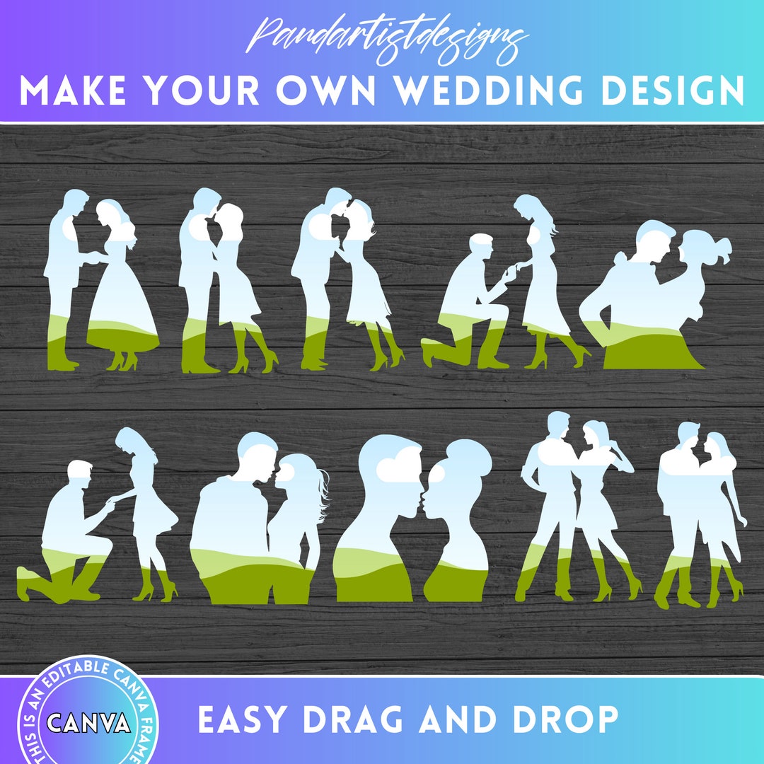 Couple Canva Frames Bundle - Make Your Own Wedding Couples Design ...