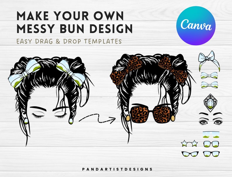 Make Your Own Messy Bun Design on CANVA Canva Frames Mom - Etsy