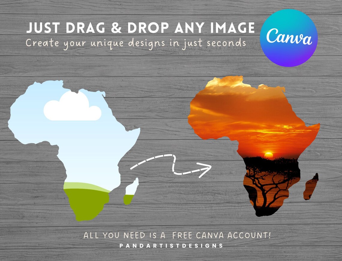 Fill Your Own Africa Map on Canva - African Countries CANVA Frame ...
