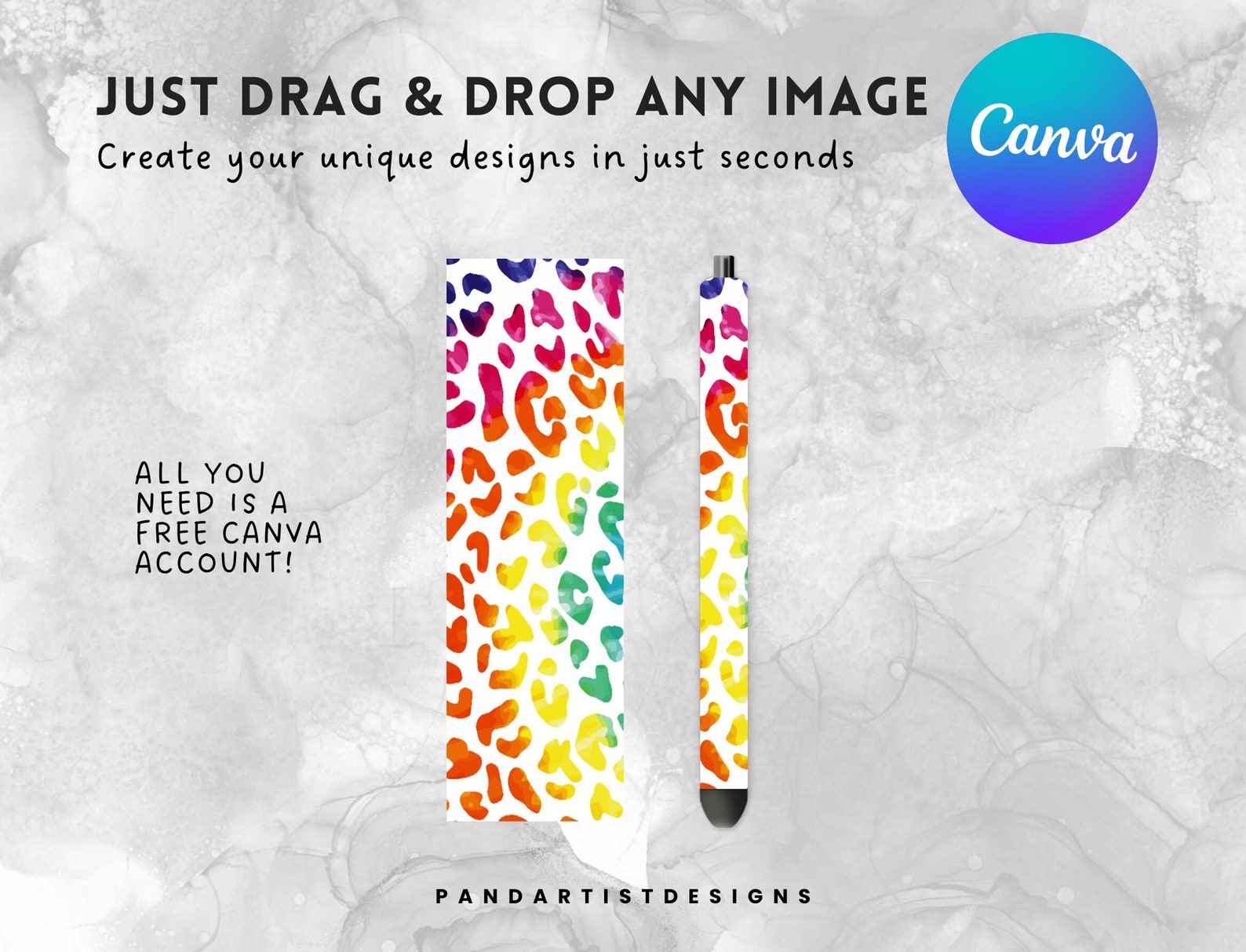Design Your Own Small Pen Wrap on Canva With Easy Drag and Drop 1.5"x4 ...