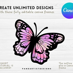 Butterfly Canva Frames Bundle, Flying Butterflies, Editable Canva ...