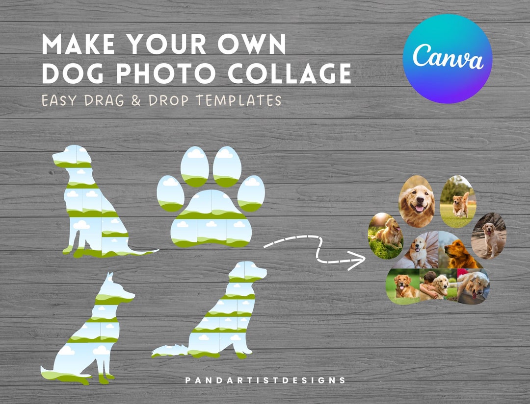 DIY Dog and Paw Photo Collage Design on CANVA Editable Canva Frame ...