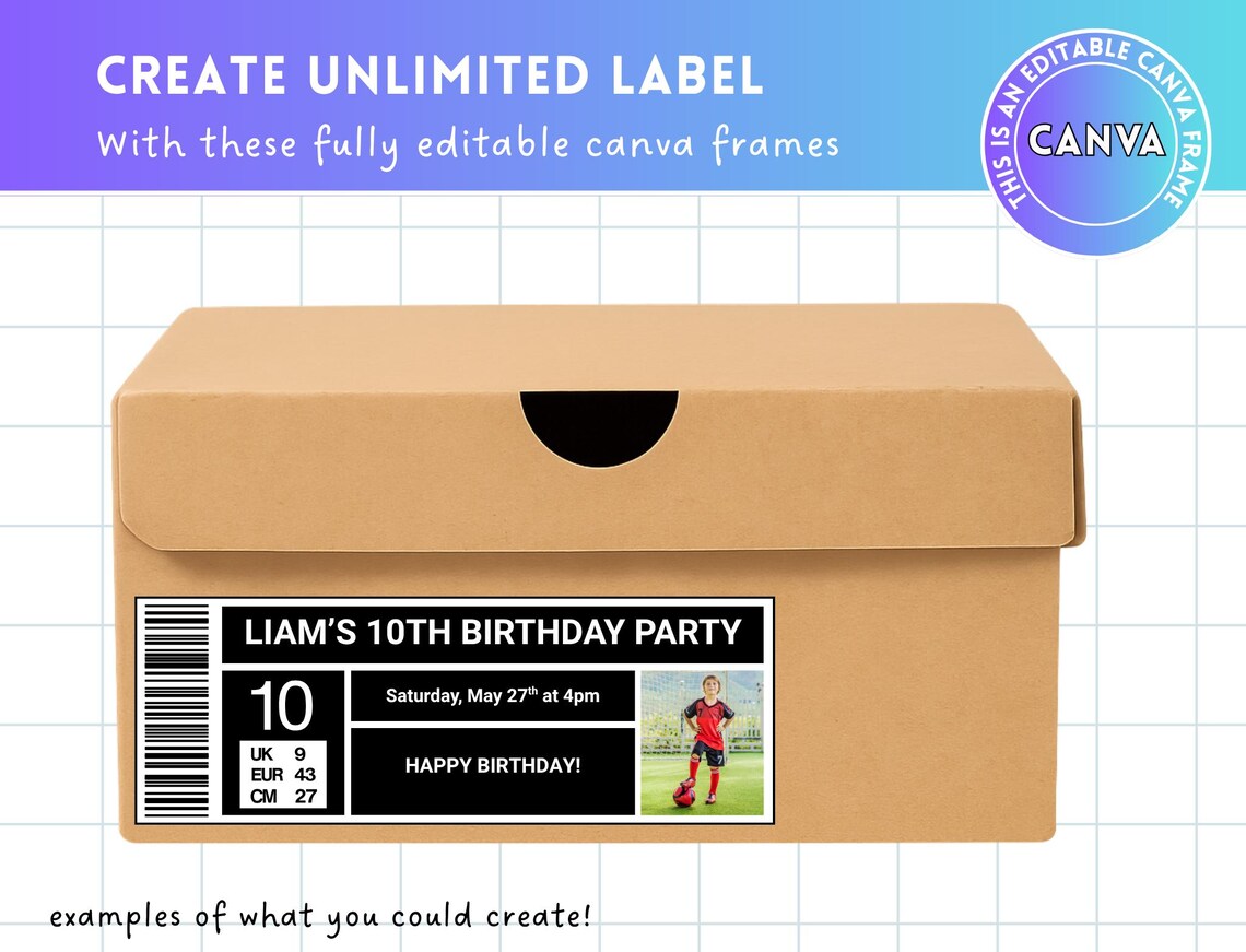 Shoe Box Label Template, Printable Sneaker Box Label Template, Drag ...