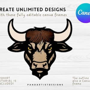Fill Your Own Bull Face on CANVA With Drag and Drop - Canva Template ...