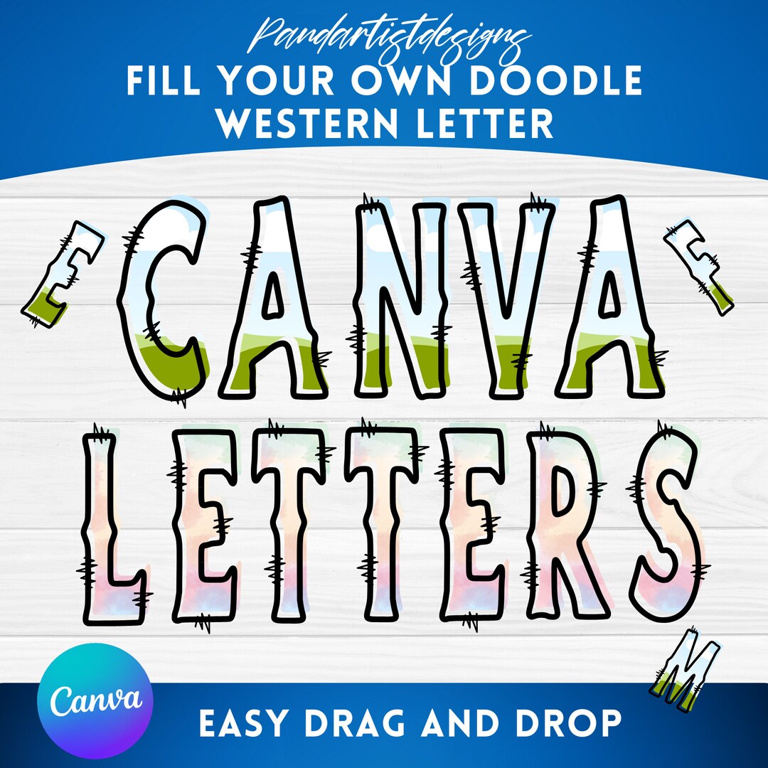 Fill Your Own Western Doodle Letters on CANVA With Drag and Drop ...