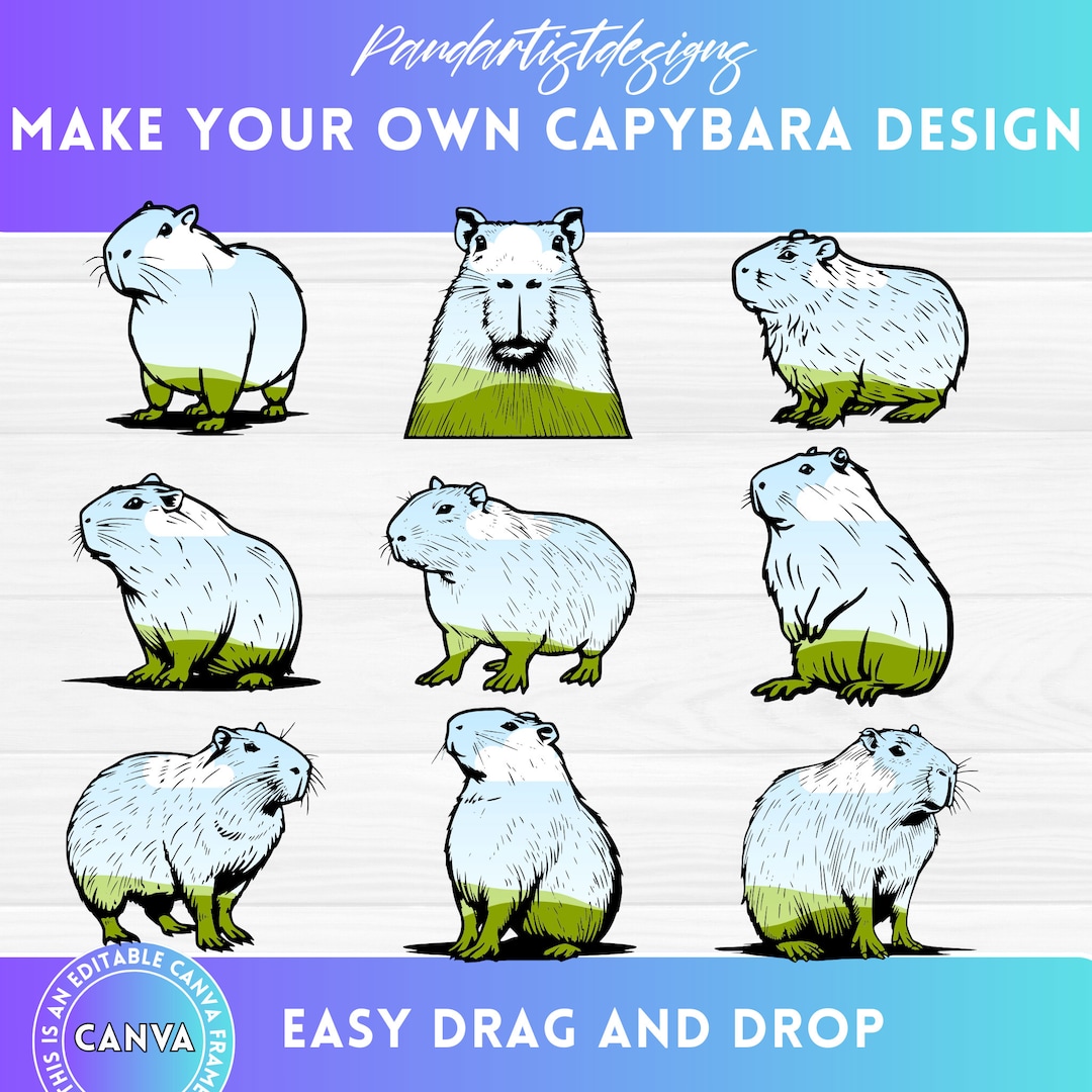 Design Your Own Capybara on Canva - Australian Cute Animals CANVA Frame ...