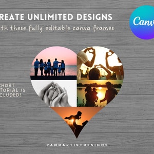 DIY Heart Photo Collage Design on CANVA - Editable Canva Frame Template ...