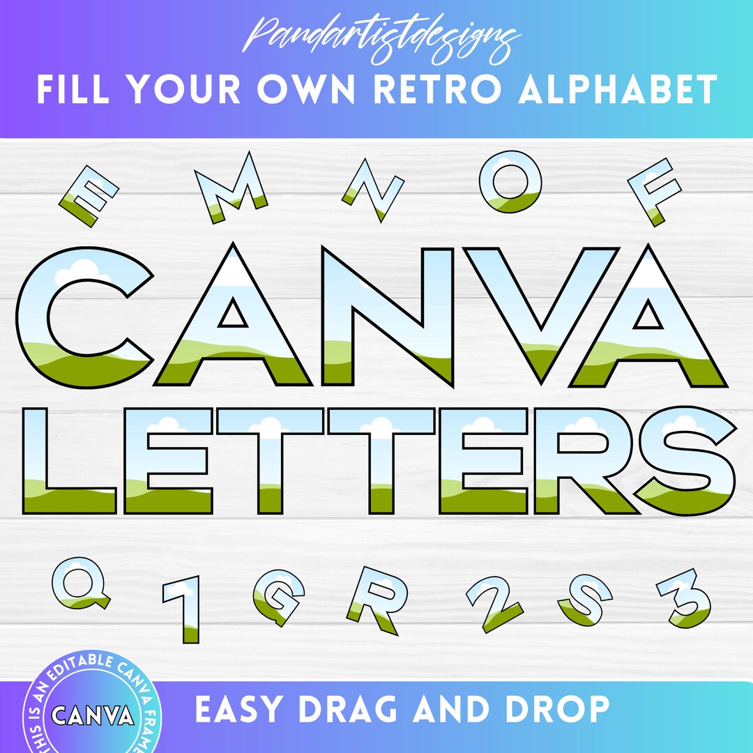 Canva Frames Retro Uppercase Letters and Number With Easy Drag and Drop ...