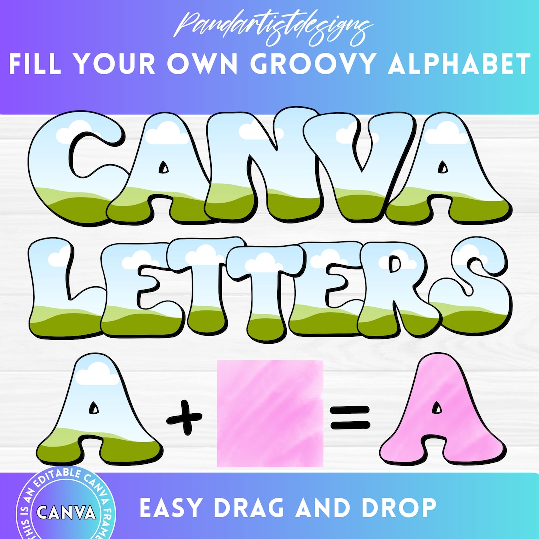 Fill Your Own Retro Groovy Letters & Number on Canva - Drag and Drop ...