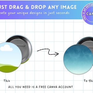 Button Pin Mockup, Round Pin Back Mockup Editable Canva Template, Drag ...