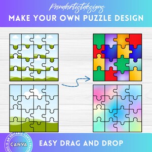 Design Your Own Puzzle, CANVA Frames Bundle With Easy Drag and Drop ...