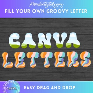 Fill Your Own Doodle Groovy Letter & Number on CANVA Drag and Drop ...