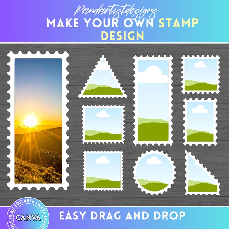 8 Postage Stamp Template, Custom Decorative Stamps, Doodle Stamp ...