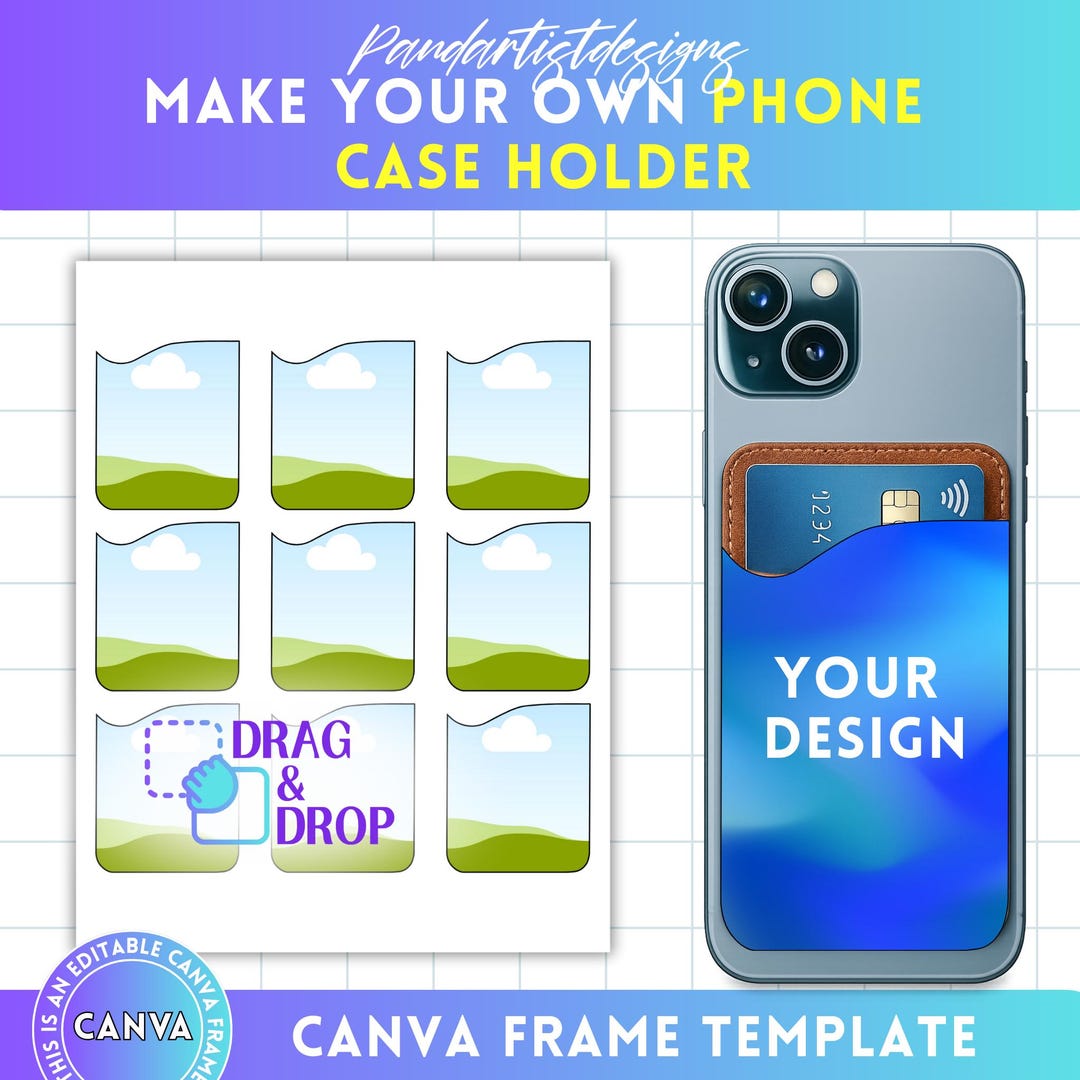 Phone Card Holder Editable Canva Frame Template, Card Holder Phone Case ...
