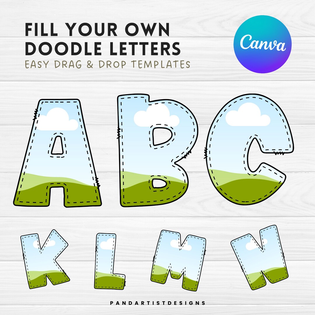 Fill Your Own Uppercase Doodle Letters & Number on Canva - Etsy