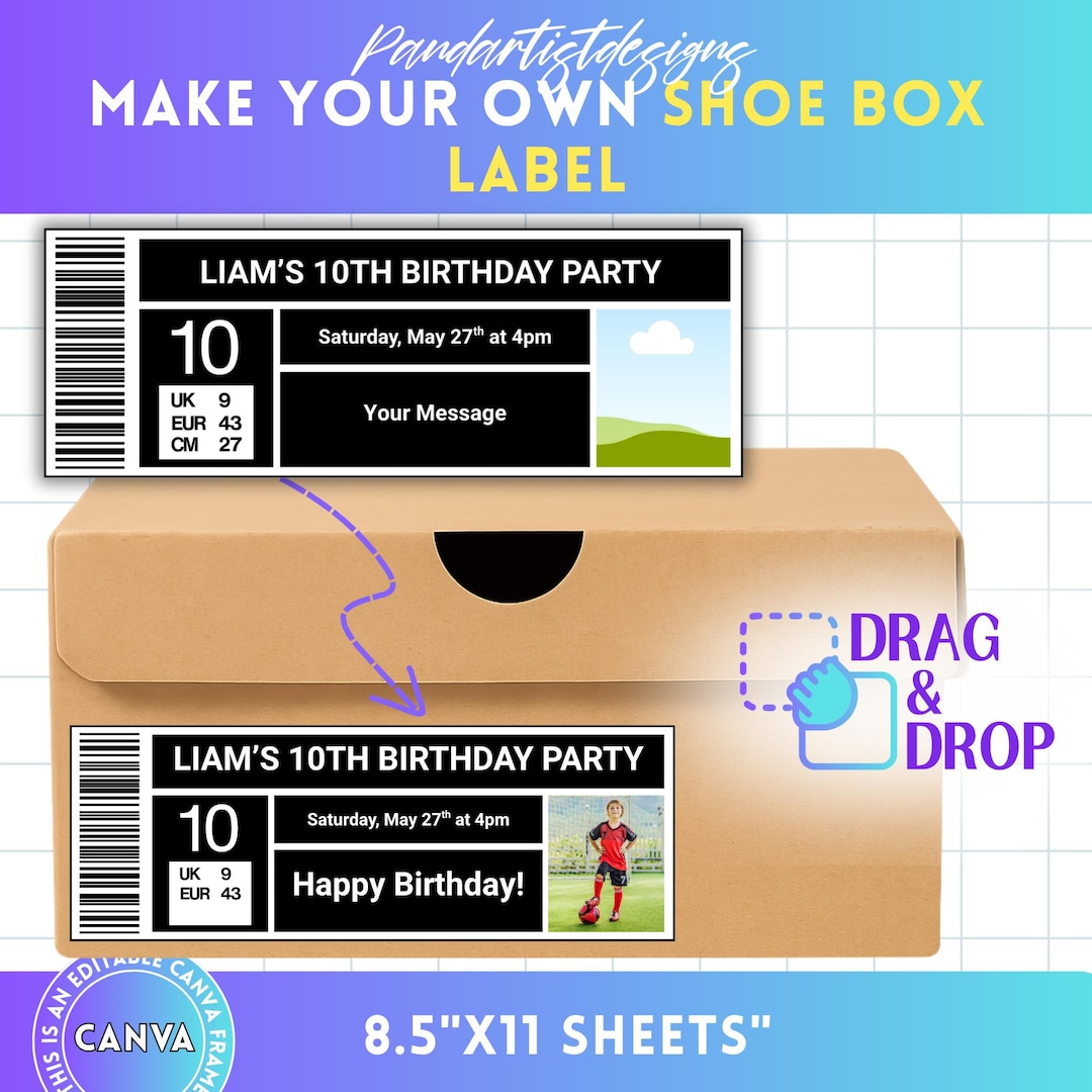 Shoe Box Label Template, Printable Sneaker Box Label Template, Drag ...