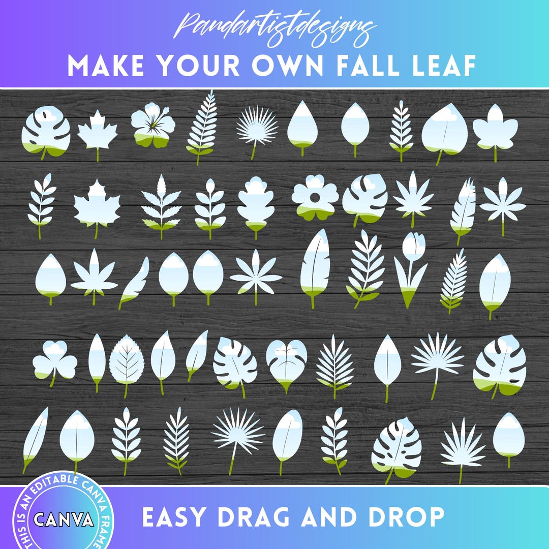 Fall Leaf Silouhette CANVA Frames Bundle With Easy Drag and Drop ...