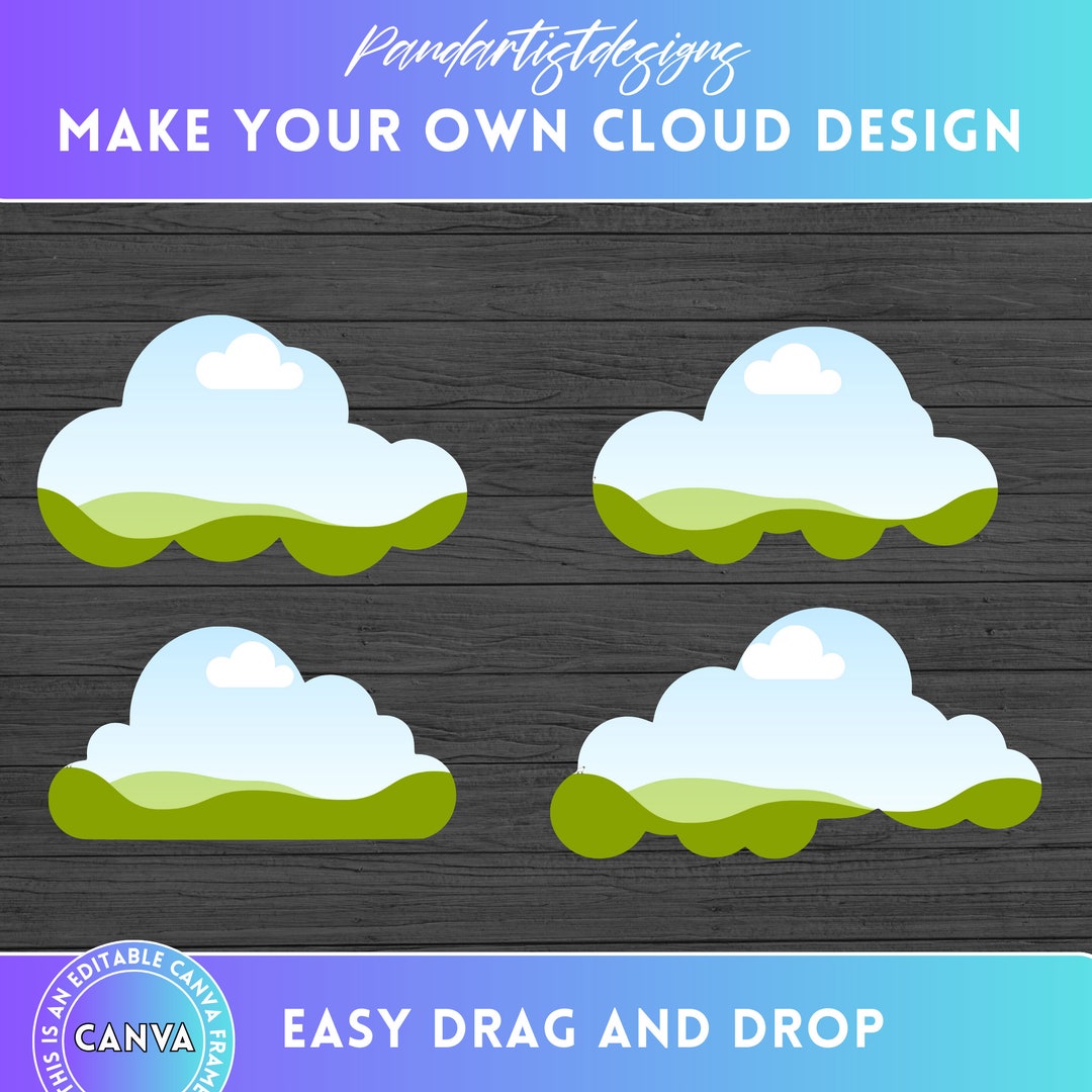 Make Your Own Clouds Design on CANVA - Canva Frame Bundle - Easy Drag ...