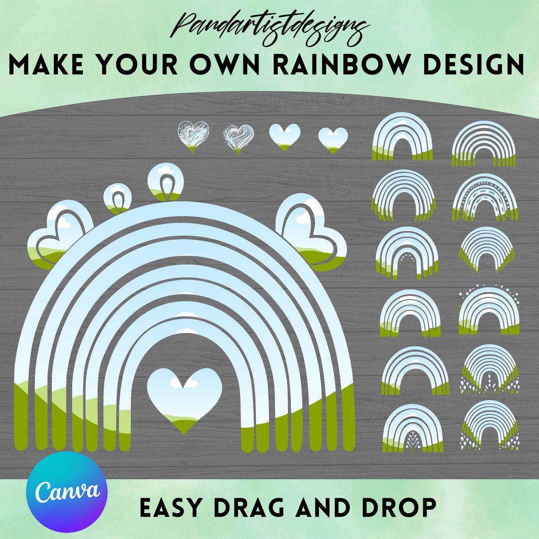Fill Your Own Boho Rainbow on Canva, Set of 13 Editable CANVA Frame ...
