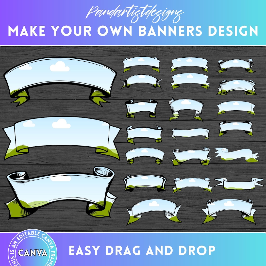 Make Your Own Ribbon Banner Design on CANVA - Drag and Drop - Header ...