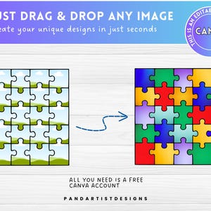 Design Your Own Puzzle, CANVA Frames Bundle With Easy Drag and Drop ...