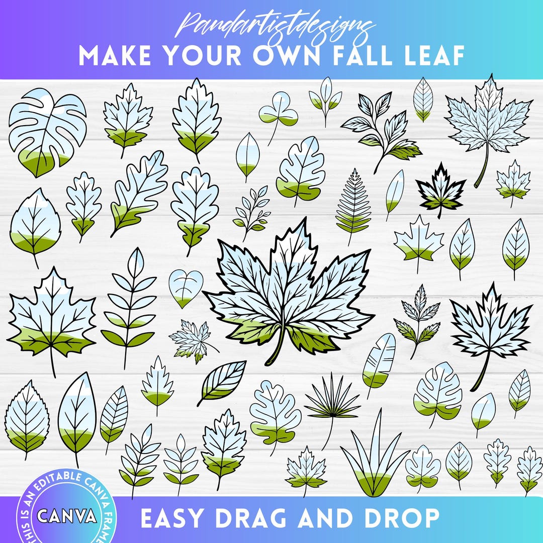 Fall Leaf CANVA Frames Bundle With Easy Drag and Drop, Autumn Leaves ...