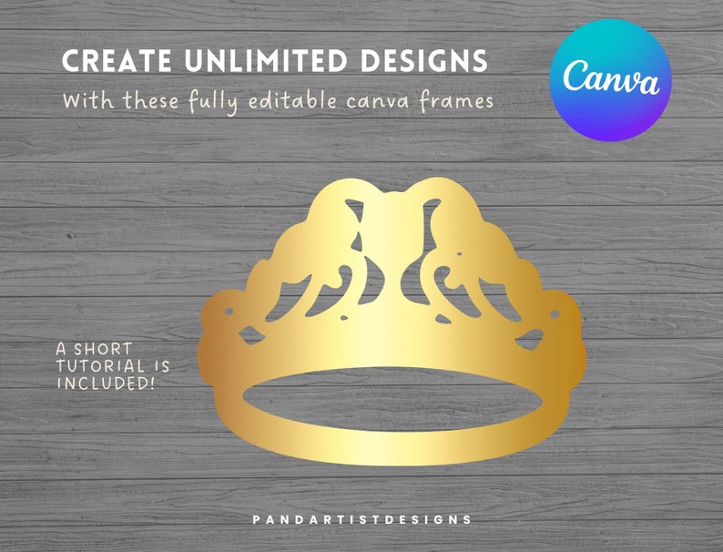 Make Your Own Crown Design on CANVA Canva Frame Bundle - Etsy