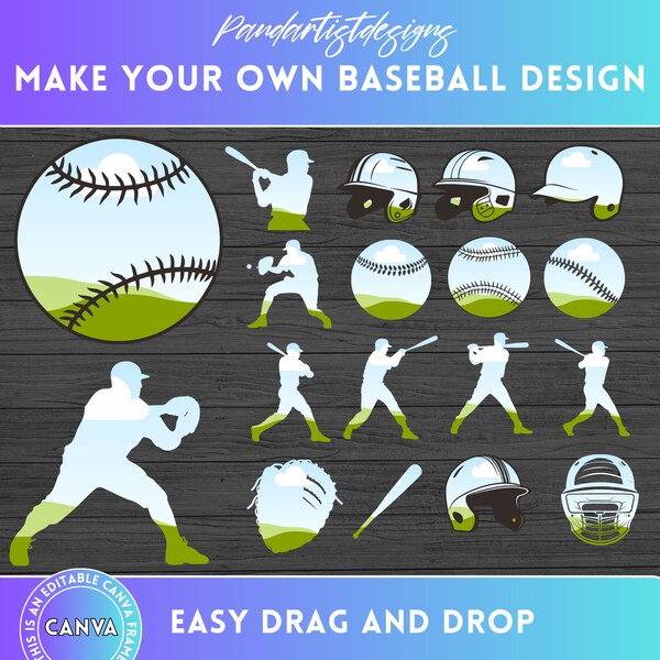 Baseball Canva Frames Templates - Etsy
