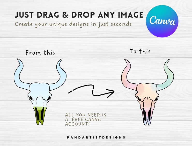 Fill Your Own Skull Bull on CANVA With Drag and Drop Canva - Etsy